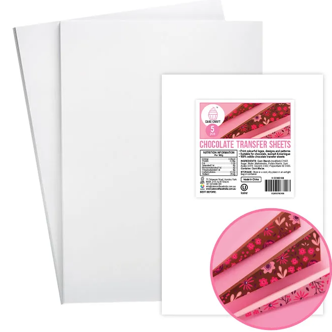 Chocolate Transfer Sheets Pack of 5 — Cake Tinz n' Thingz